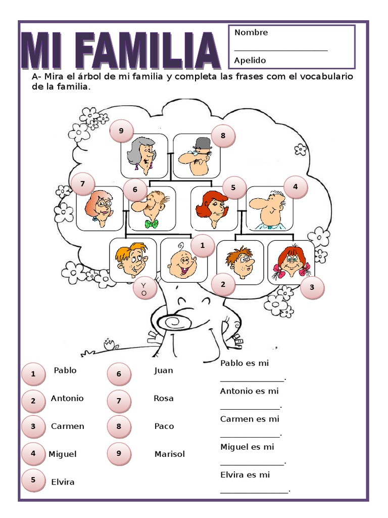 Mi Familia Hoja de Trabajo | PDF