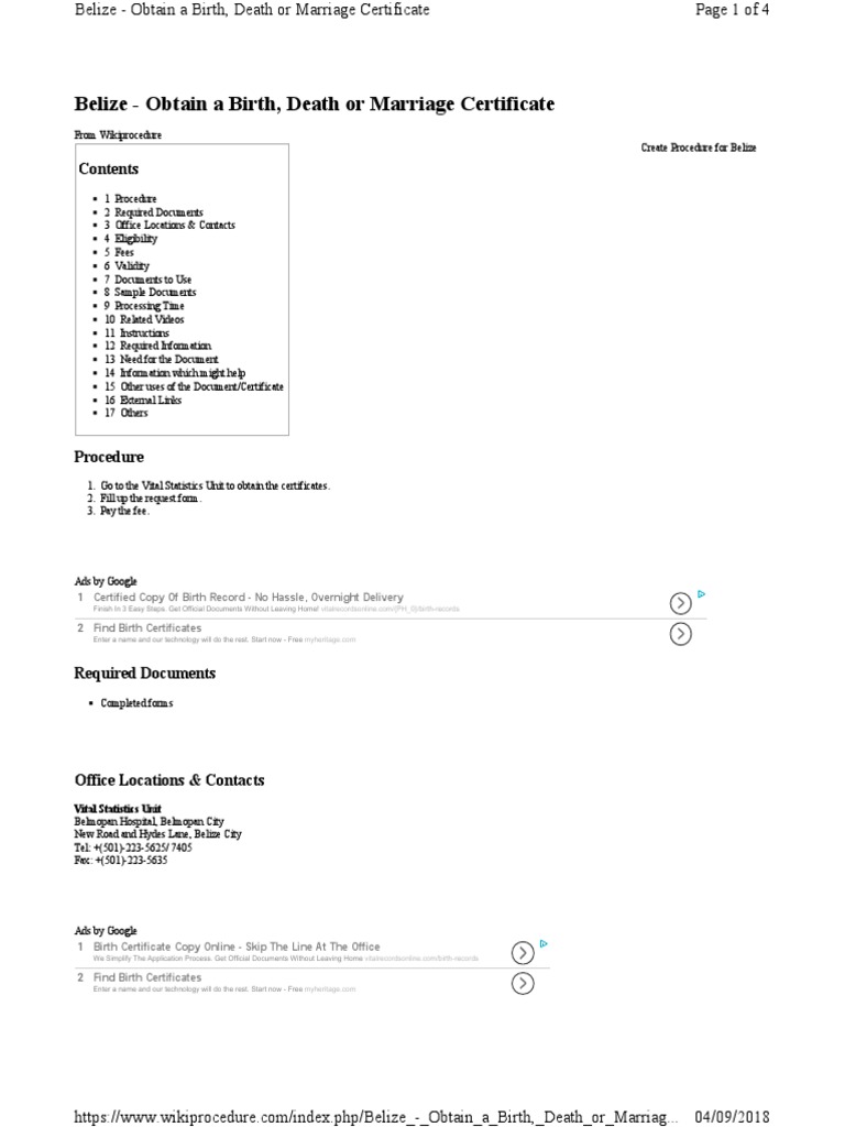 Belize Birth Procedure | PDF | Birth Certificate | Document