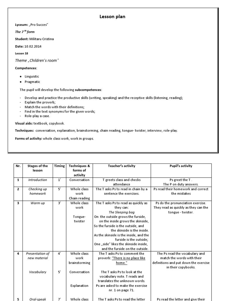 Lesson Plan: The 7 Form | PDF | Cognitive Science | Behavior Modification