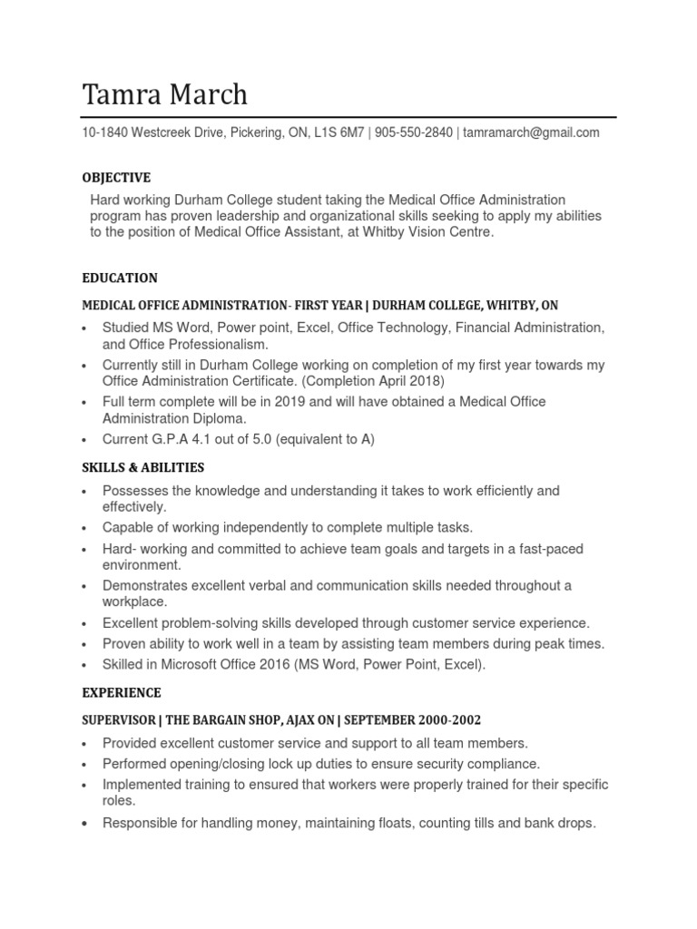 Tamra March-Resume | PDF