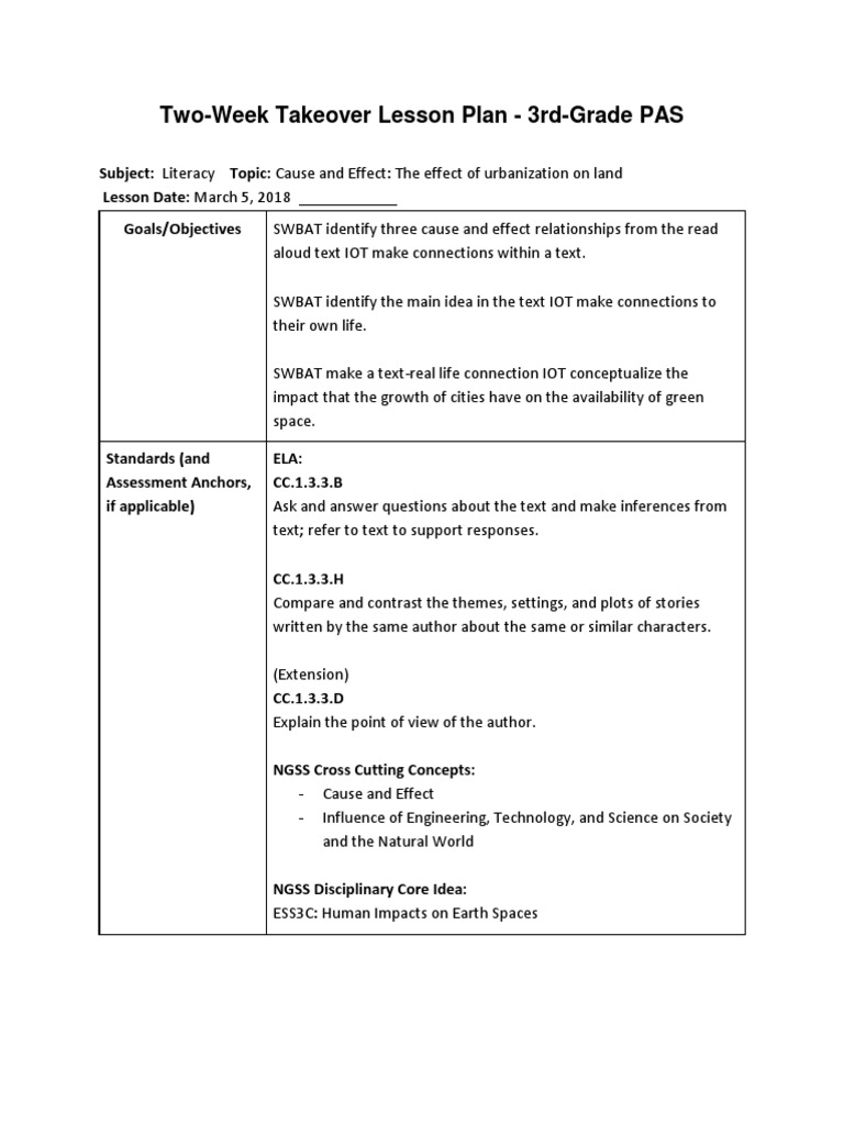 Lesson Plan - Cause and Effect Closing - This Little House | PDF ...