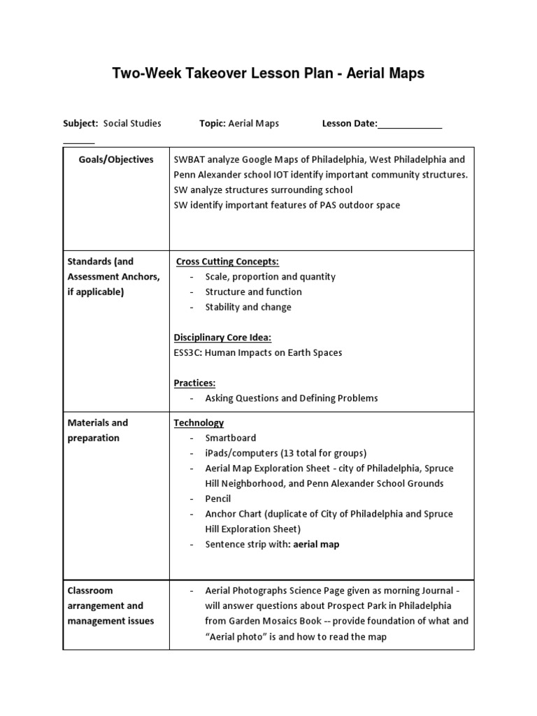Lesson Plan - Aerial Maps - Social Studies 2 | PDF | Map | Lesson Plan