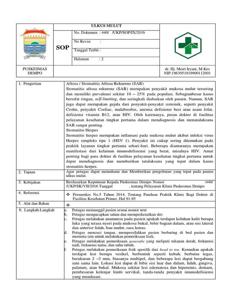 Sop Ulkus Mulut | PDF