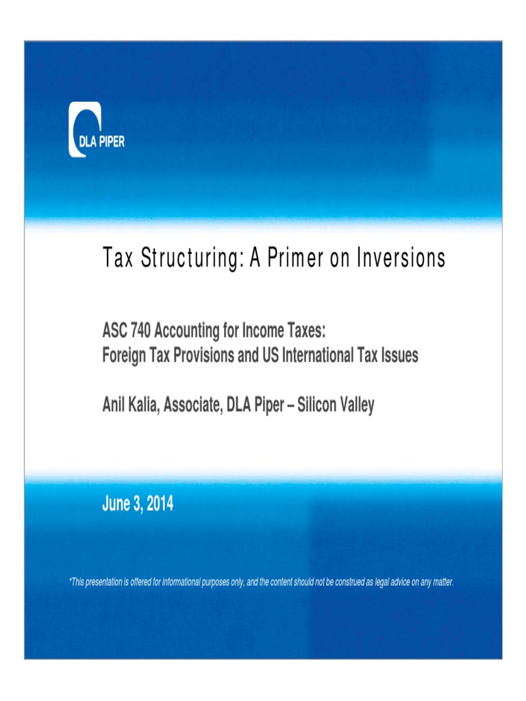 Primer On Corporate Inversions (2014 DLA Piper) | PDF | Corporate Tax ...