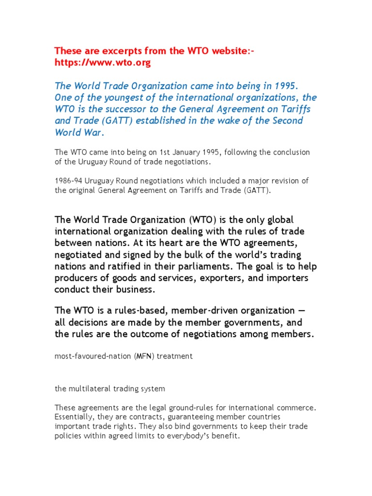 2113 WTO Notes | PDF | Uruguay Round | World Trade Organization