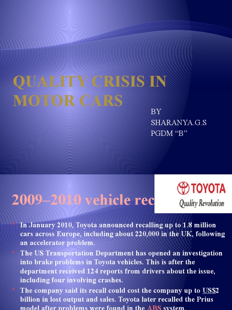 Quality Cricis in Motor Cars | PDF | Toyota | Car
