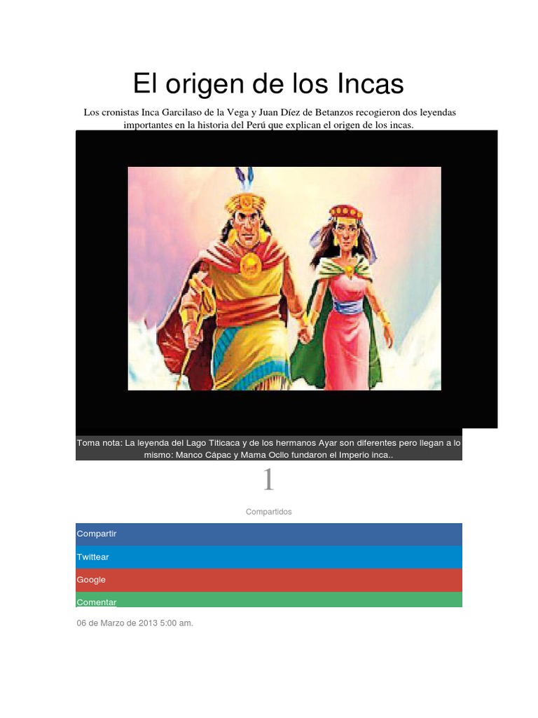El Origen de Los Incas | Descargar gratis PDF | Imperio Inca