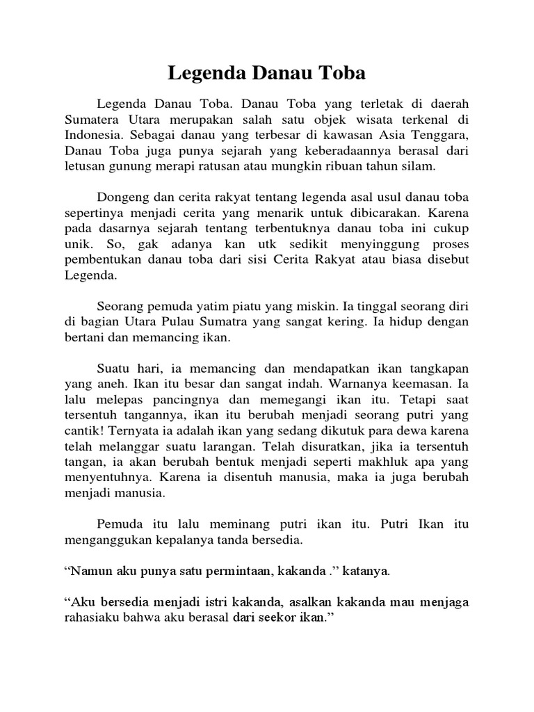 The Legend of Lake Toba | PDF