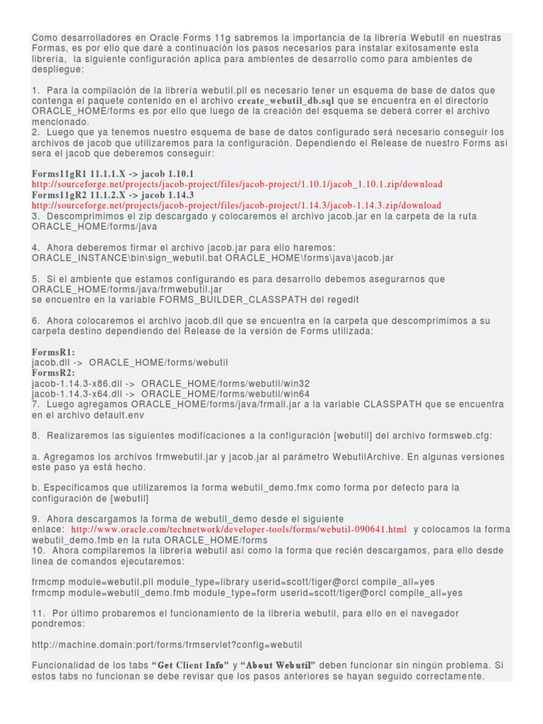 Configurar Webutil Para Oracle Forms 11g Pdf Java Lenguaje De
