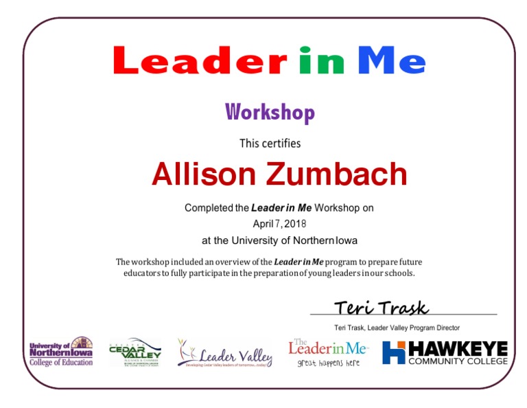 Leader in Me Certificate | PDF