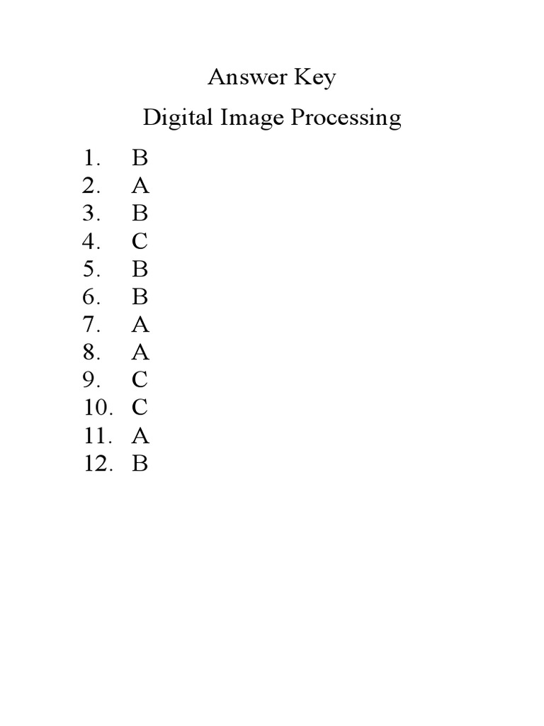 Image Processing - Answer Key | PDF