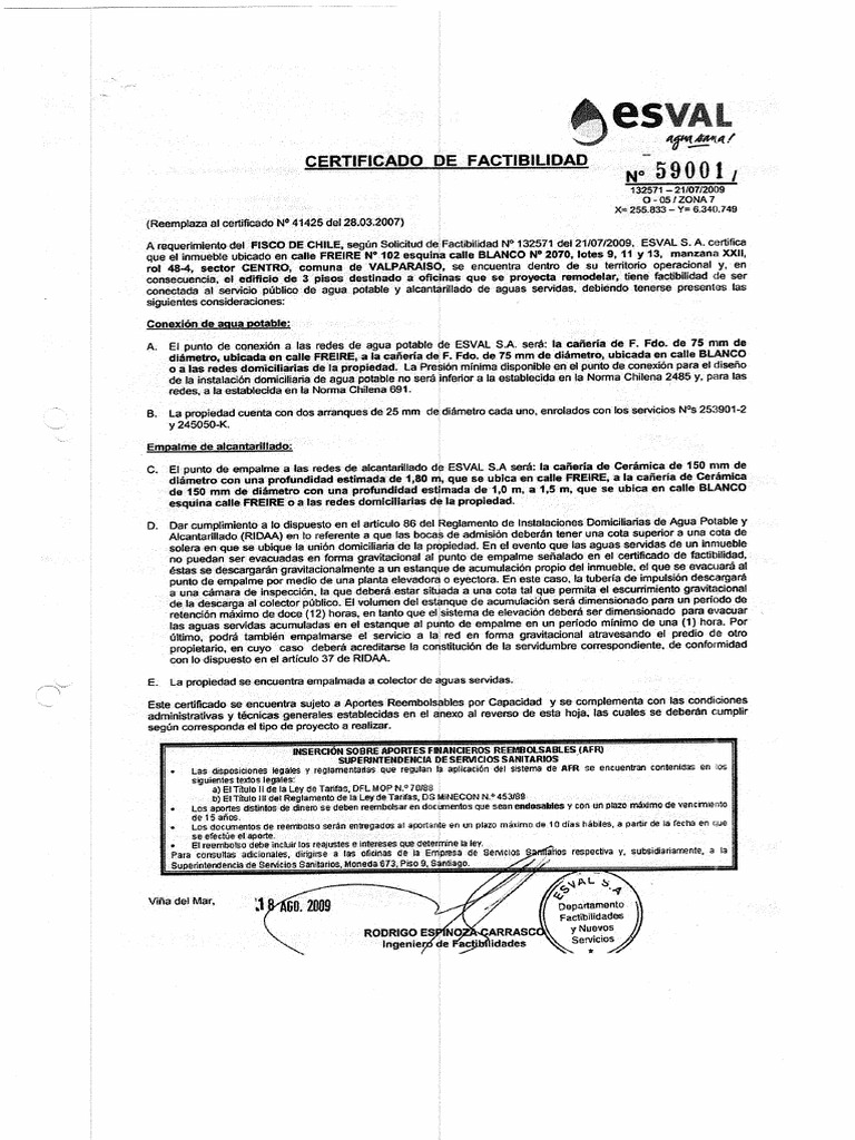 Factibilidad ESVAL | PDF