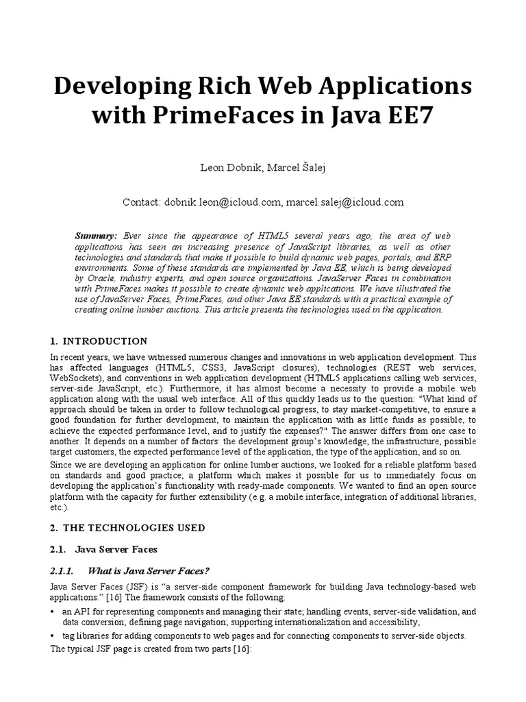 Developing Rich Web Applications With Prime Faces in Java EE7 | PDF ...