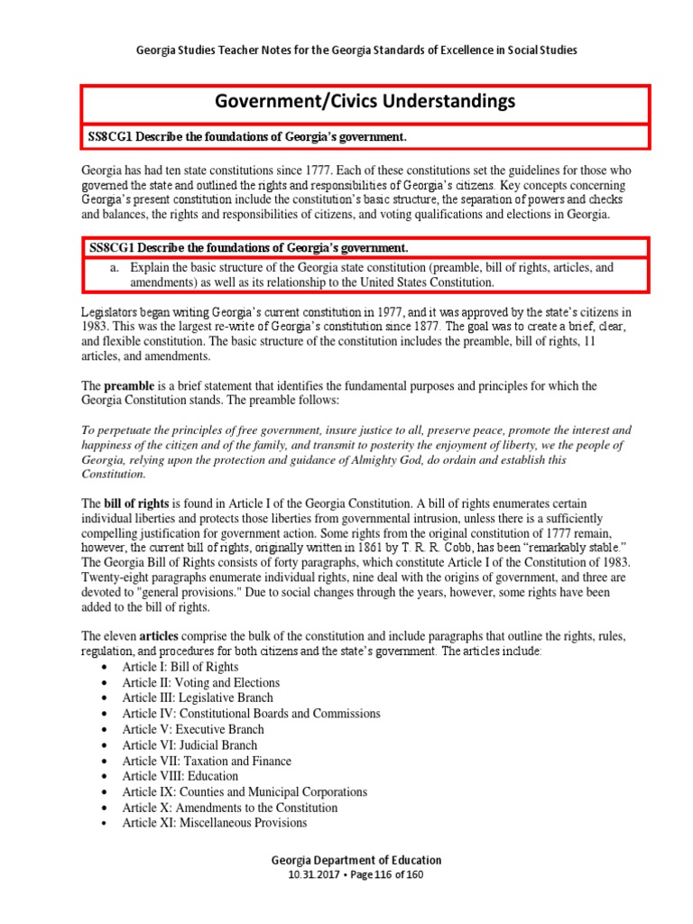 Georgia Government | PDF | Separation Of Powers Under The United States ...