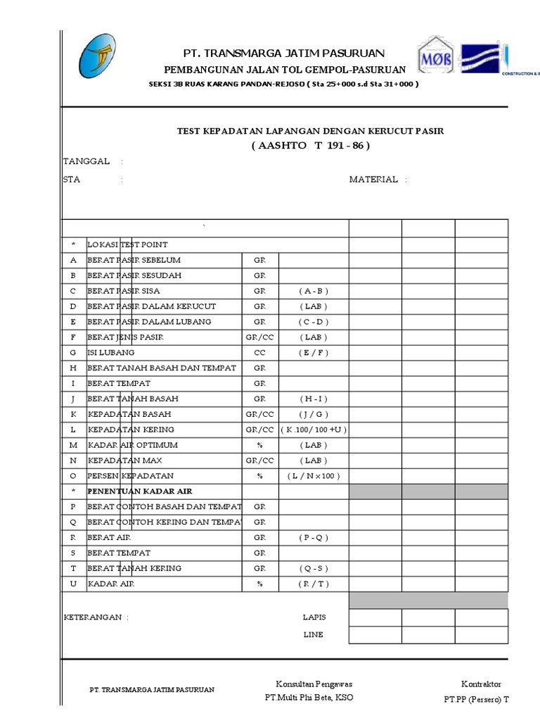 Form Pengujian Lapangan | PDF