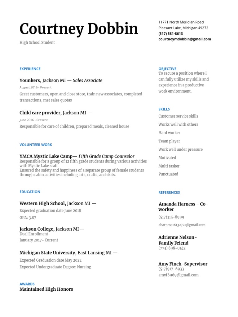 Courtney Dobbin: Experience Objective | PDF | Change | Behavior Modification