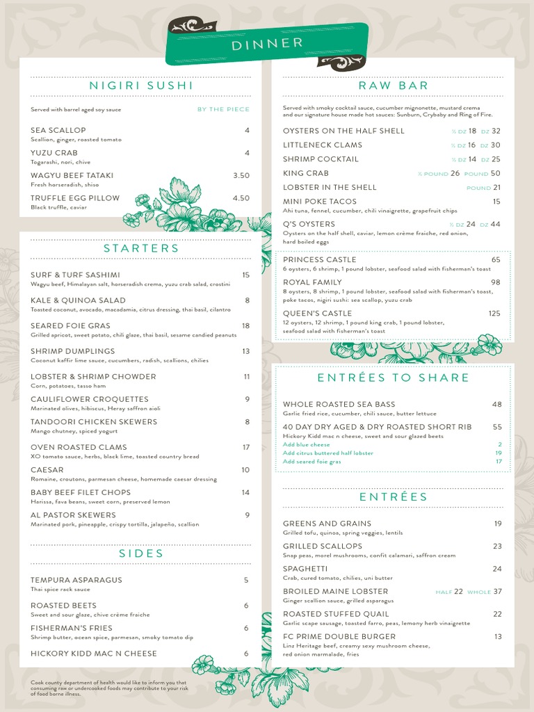 Flight Club Dinner Menu Web | Sushi | Salad