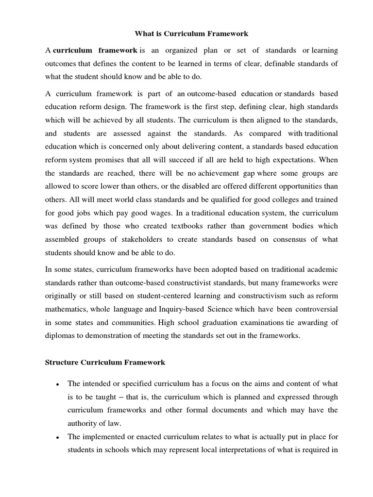Curiculum Framework | PDF | Curriculum | Education Theory