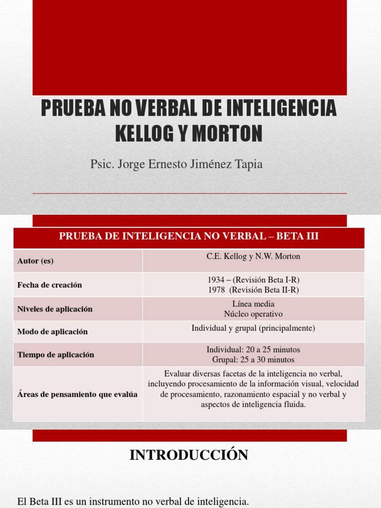 Prueba No Verbal Beta III de Inteligencia | PDF | Cociente de ...
