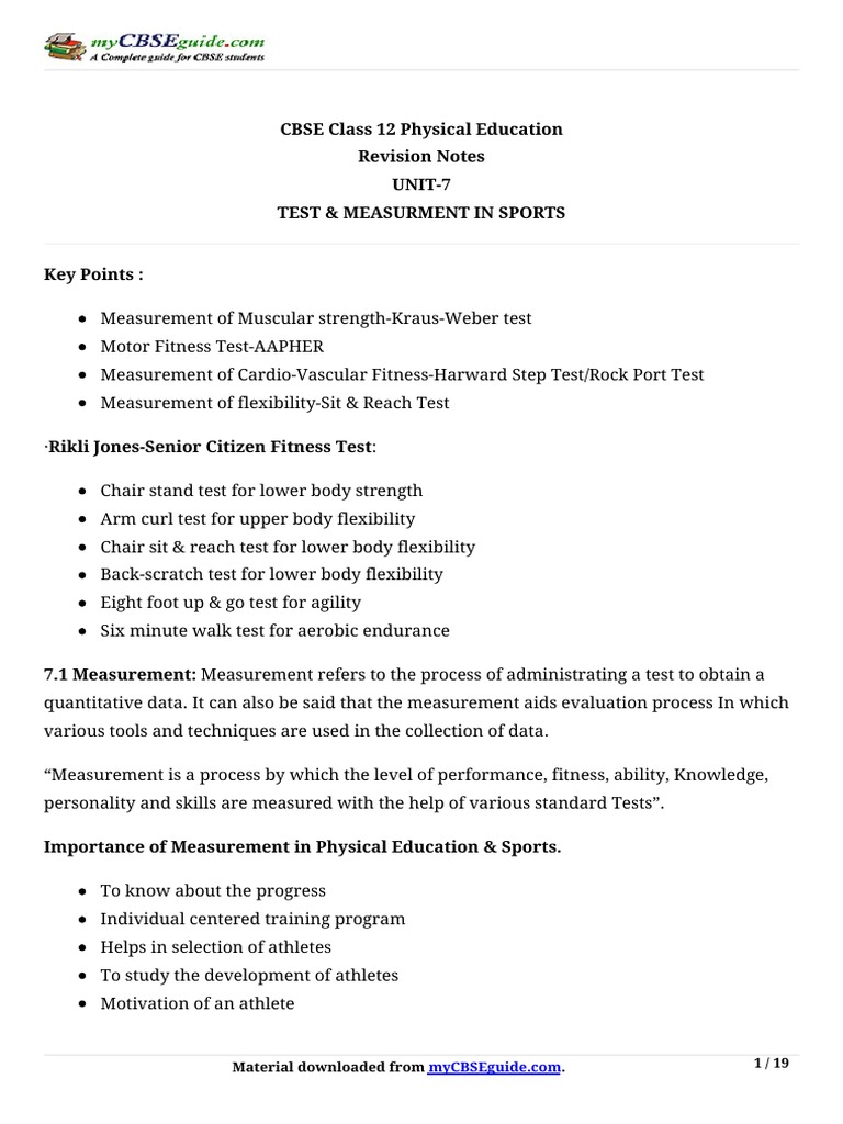 TEST MEASUREMENT AND EVALUATION IN PHYSICAL EDUCATION CLASS 12 ...