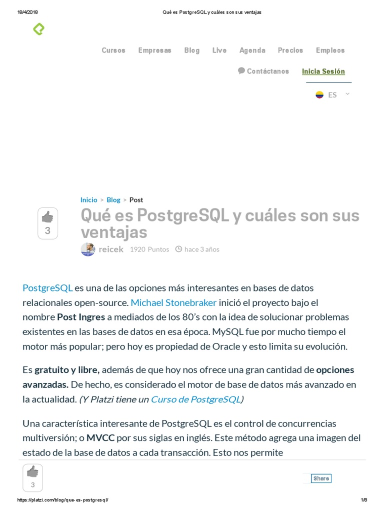 Qué Es PostgreSQL y Cuáles Son Sus Ventajas | PDF | Postgre Sql | SQL
