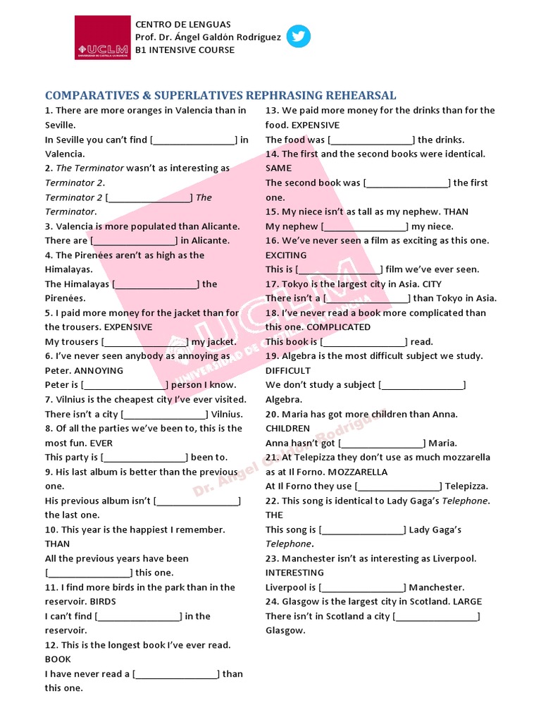 Rephrasing Comparatives and Superlatives | PDF | Dance Pop | Dance Pop Songs