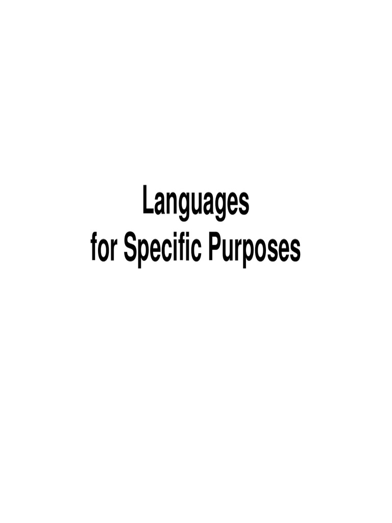 Languages For Specific Purposes | Download Free PDF | Genre | Languages