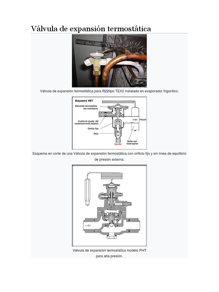 Válvula de Expansión Termostática | PDF | Ingeniería mecánica ...