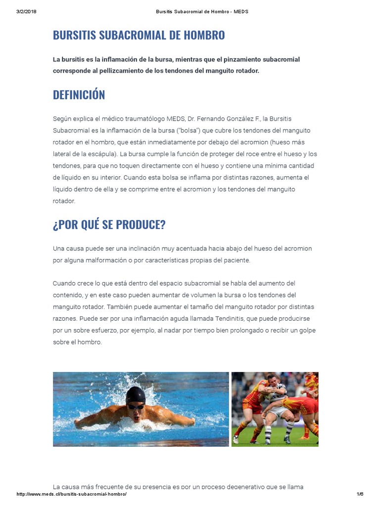 Bursitis Subacromial: Causas y Tratamiento | PDF | Hombro | Sistema ...
