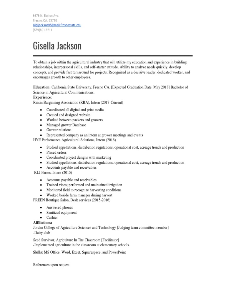 Gisella Jackson Resume 2018 | PDF