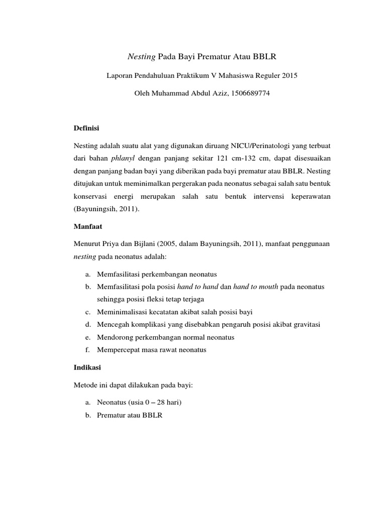 Manfaat dan Cara Nesting Bayi Prematur | PDF | Sains & Matematika