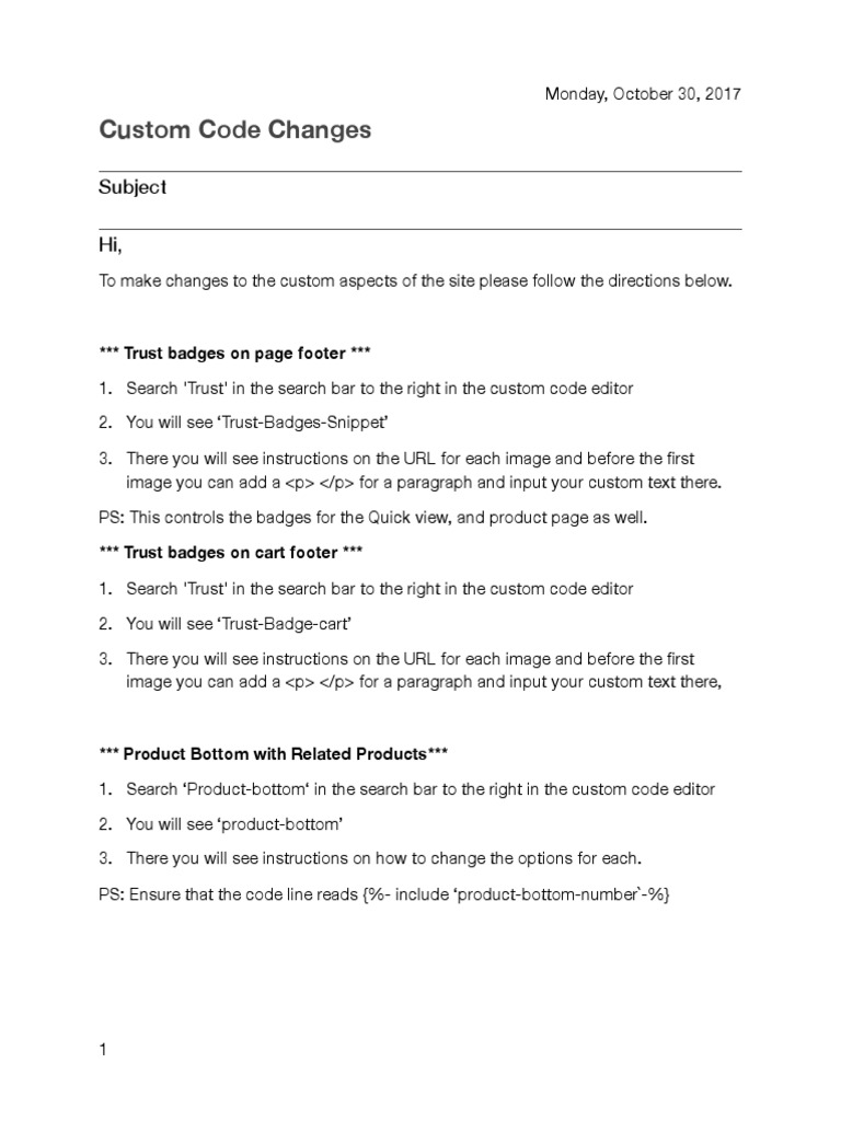 Custom Code Changes for Trust Badges | PDF | Computers | Technology ...
