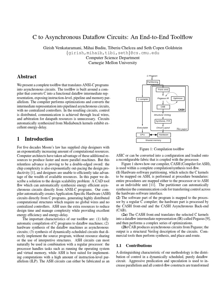 C To Asynchronous Dataflow Circuits: An End-to-End Toolflow | PDF | Central Processing Unit | C ...