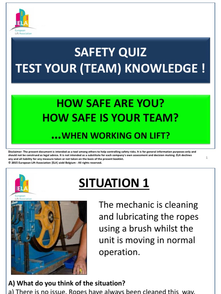 Safety Quizz - How Safe Are You | PDF | Scaffolding | Elevator