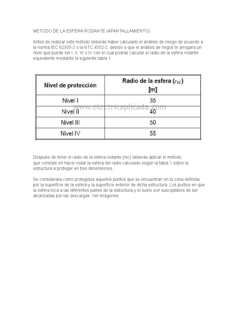 Método De Esfera Rodante En Apantallamiento Pdf Esfera Riesgo