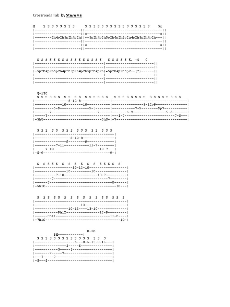 Crossroads Guitar Tab by Steve Vai | PDF | Technology & Engineering