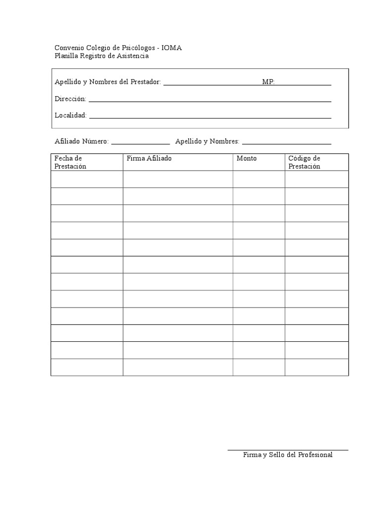 IOMA - Planilla Registro de Firmas | PDF