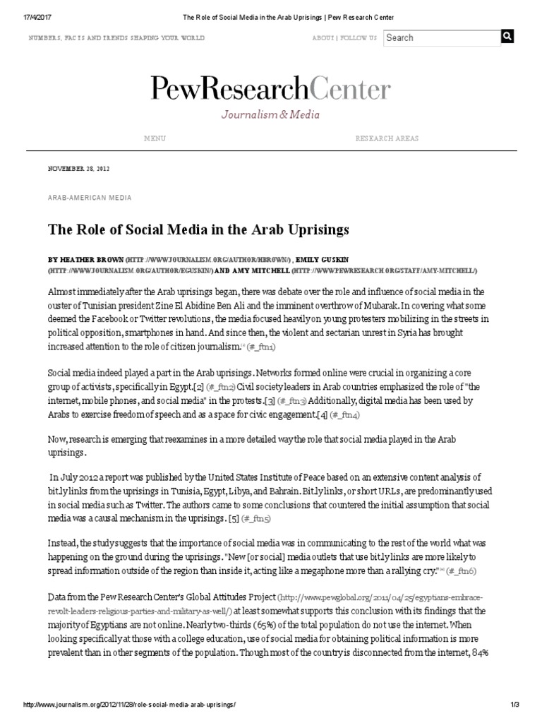 Social Media's Impact on Arab Uprisings | PDF | Arab Spring | Social Media