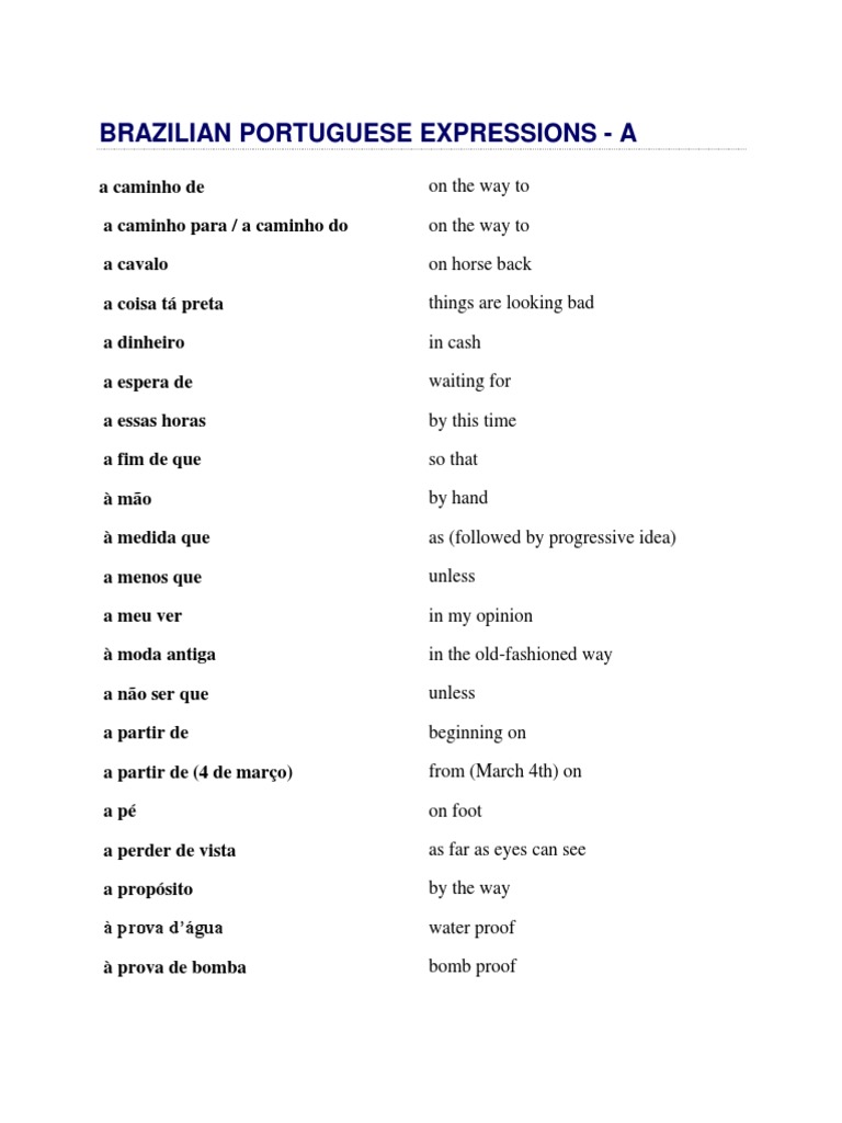 Common Brazilian Portuguese Expressions | PDF | Linguistics | Semiotics
