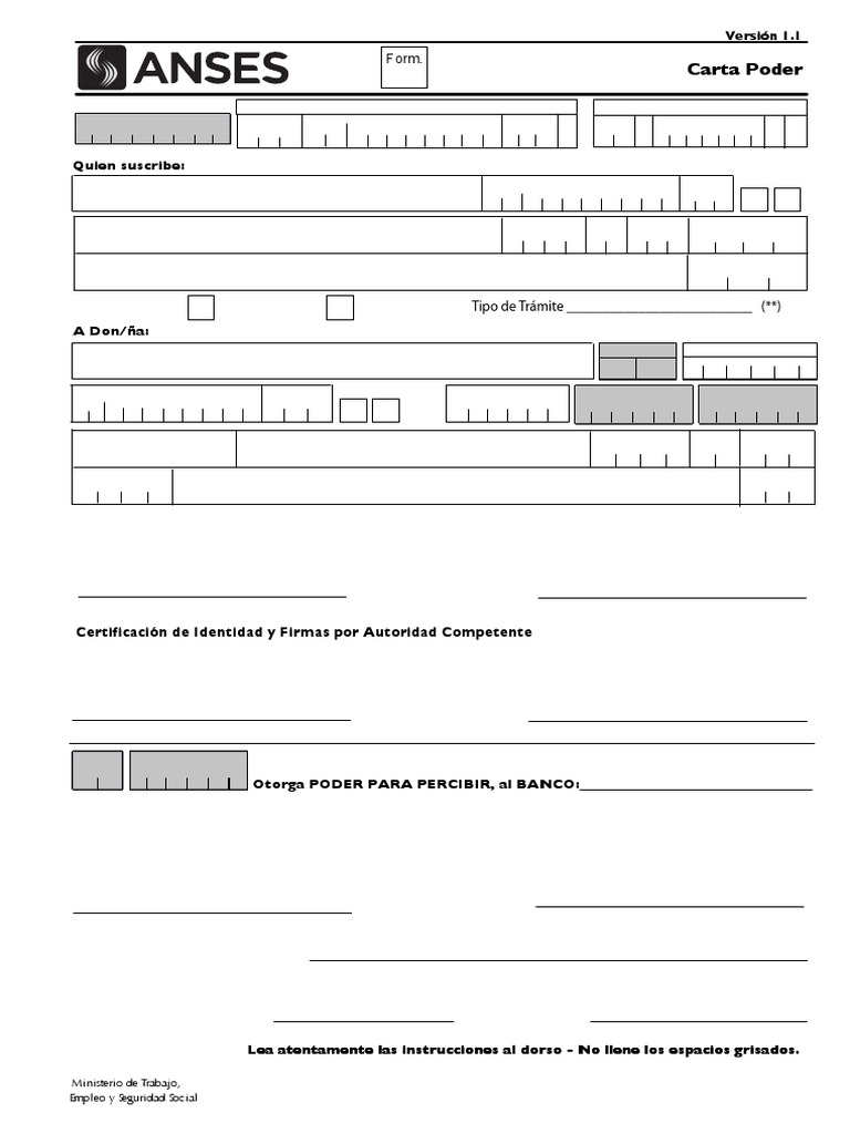 Carta Poder Del Anses para Cobro | PDF | Argentina | Gobierno y personalidad