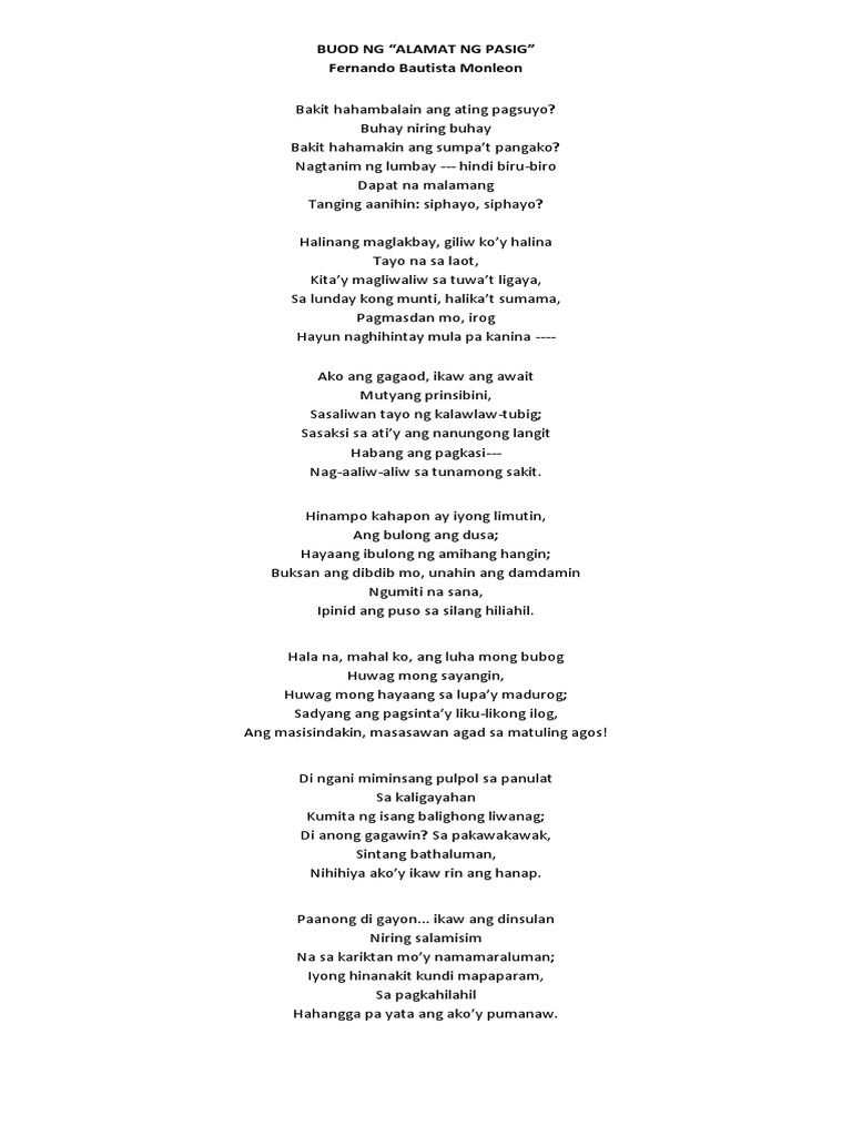 Alamat NG Pasig Buod | PDF