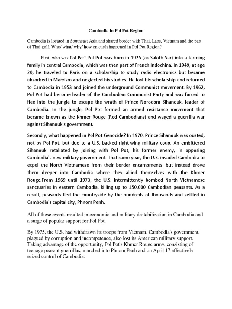Cambodia in Pol Pot Region | PDF | Pol Pot | Cambodia