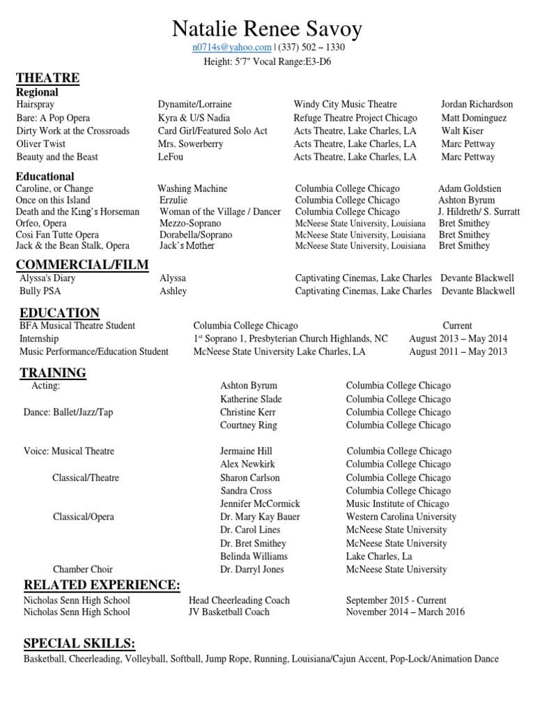 Natalie Renee Savoy 2018 Resume | PDF | Chicago | Sports