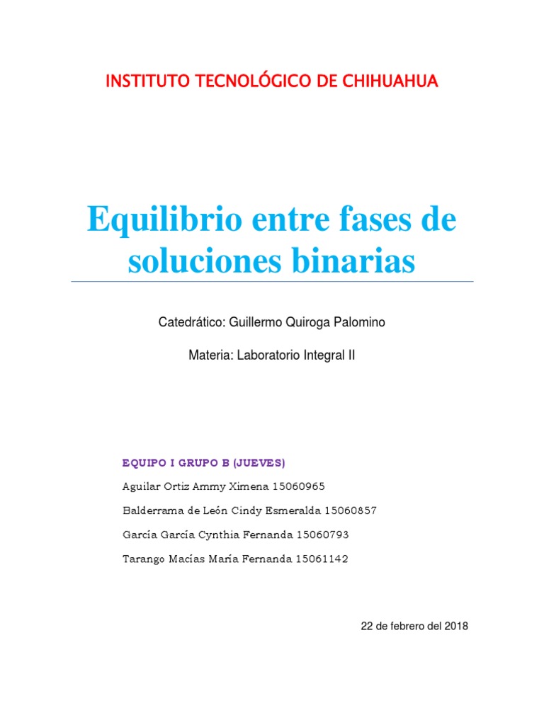 Soluciones binarias | Destilación | Química