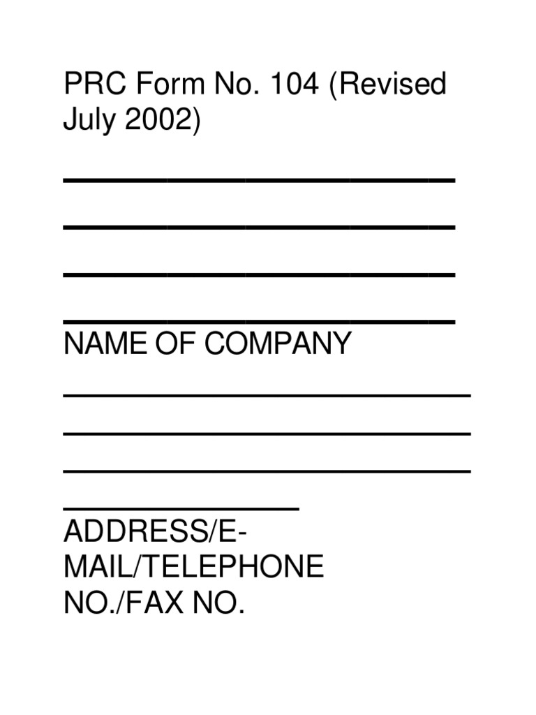 PRC Form 104: Certificate of Experience | PDF