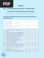 Escala ABC - Autismo | PDF | Espectro do autismo | Conceitos psicológicos