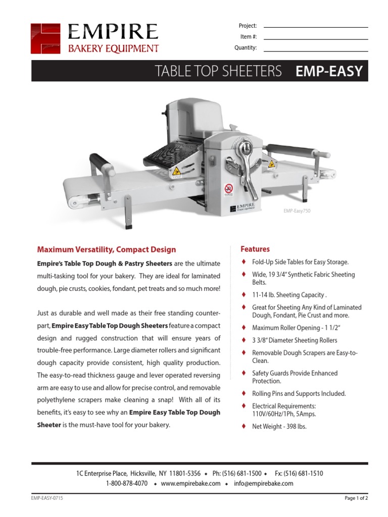 Table Top Sheeter EASY-0715 | PDF | Dough | Nature