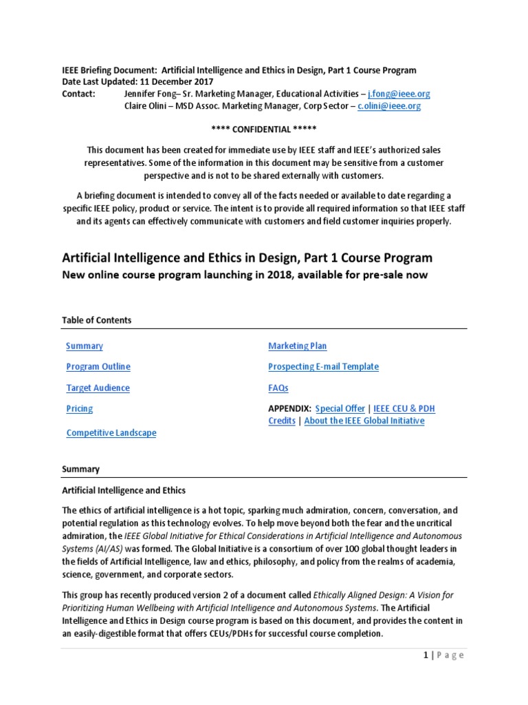 Briefing Document - AI and Ethics in Design Part 1 Course Program ...
