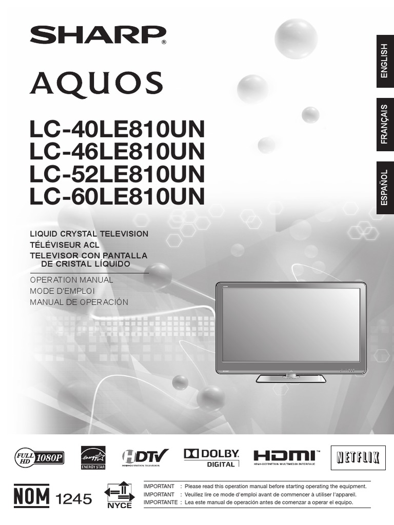 Pantalla Sharp LC-40LE810UN PDF | PDF | Electromagnetic Interference | Radio