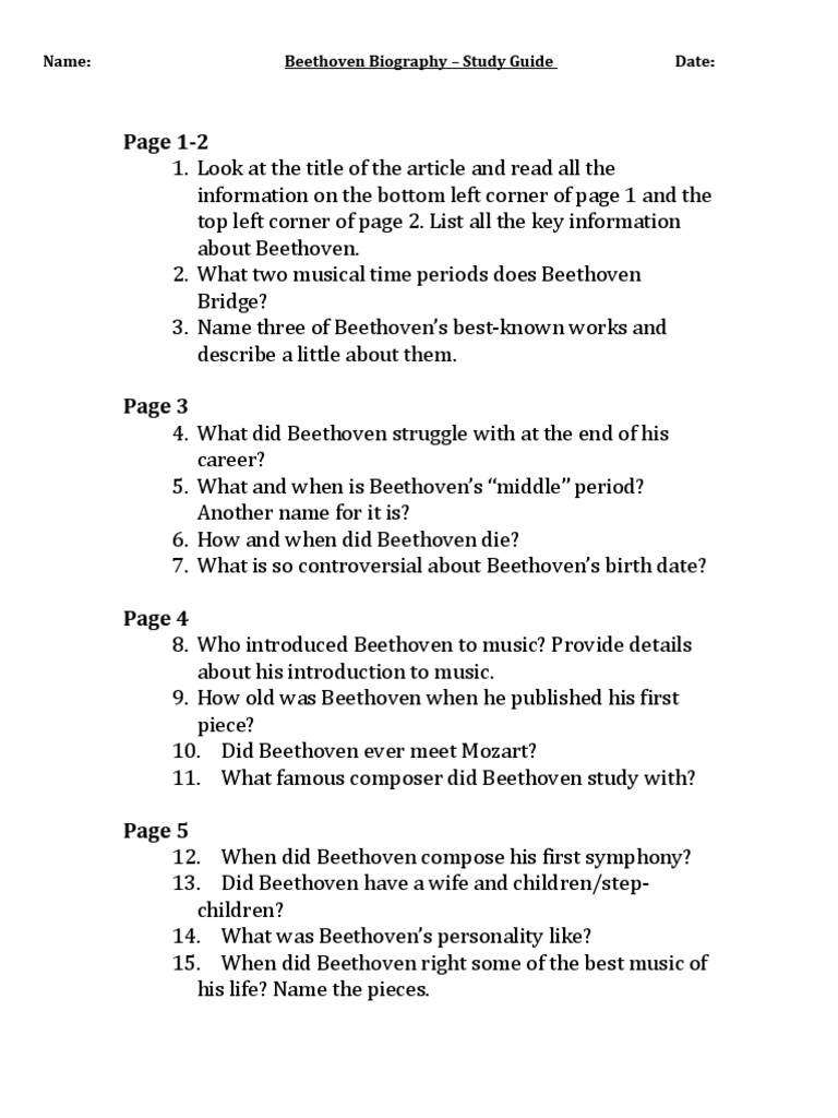 Beethoven - Study Guide | PDF